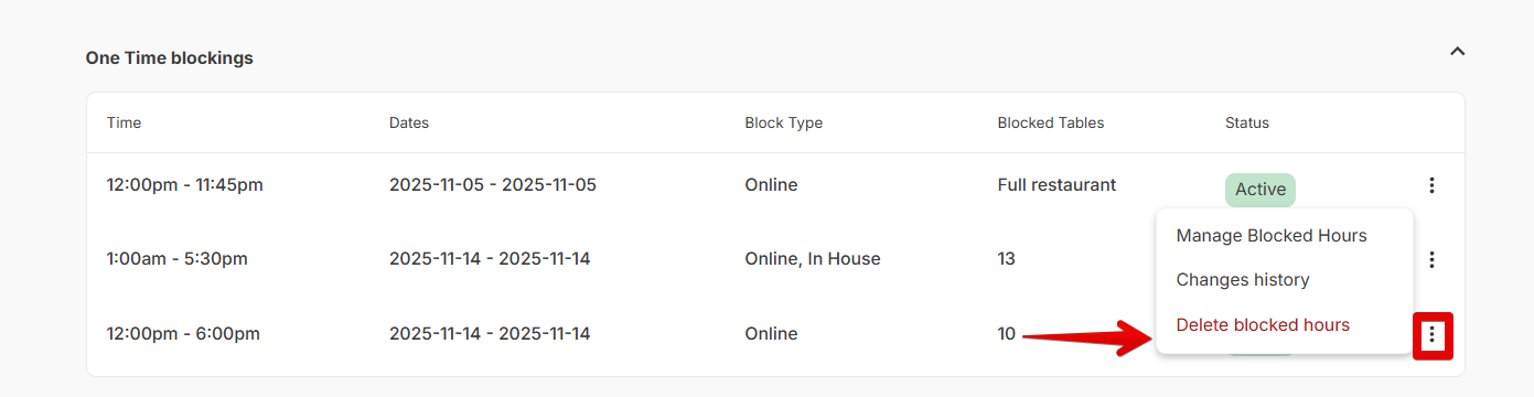 How to Block Tables for Online Reservations?