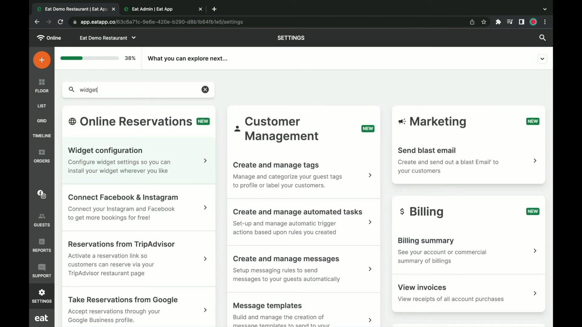 Full Demo of Eat App's Reservation and Table Management System