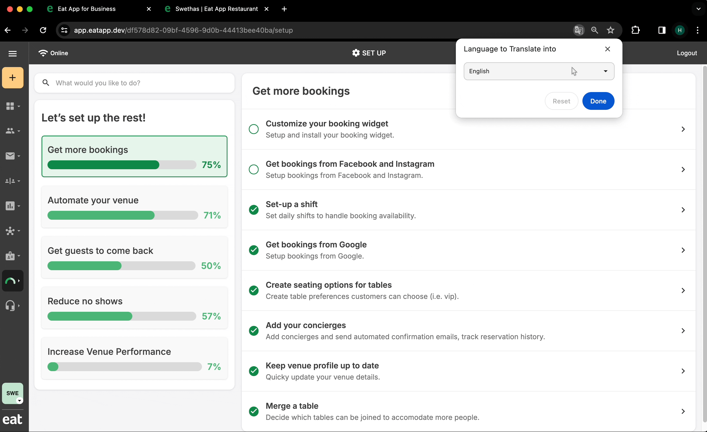How to support multiple languages in Eat App