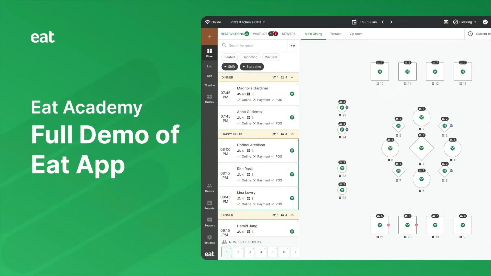 Full Demo of Eat App's Reservation and Table Management System
